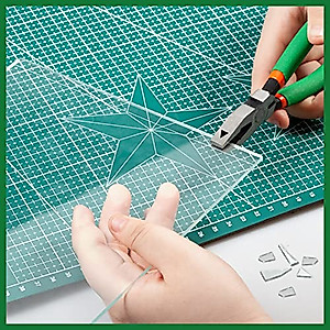 LEONTOOL 2pcs Glass Running Pliers Grozier Pliers Set with 2 Pairs Replacement Rubber Tips Key Fob Pliers Breaker Grozer Pliers Glass Cutters Tools for Stained Glass Work Glass Cutting