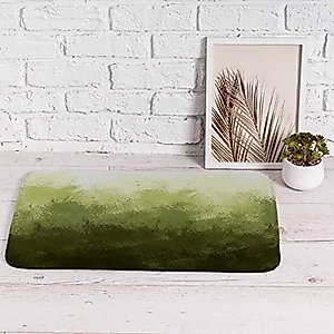 Gradient Moss Green Bath Mats Indoor Doormat Bath Rugs Non Slip, Washable Cover Floor Rug Absorbent Carpets Floor Mat White to Greens 30x18in