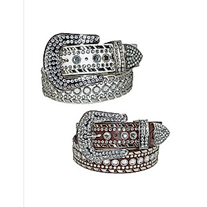 CTM® Women's 1 1/2 Inch Western Rhinestone Belt (Plus Size Available), 2XL, Black