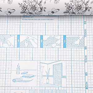 SimpleLife4U Easy Apply Shelf Liner Removable Furniture Paper Decorative Workspace Organizers Sofa Tables, Black-White Peony Butterfly, 17.7 Inch by 9.8 Feet