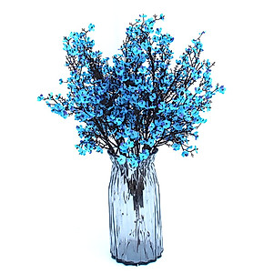 6Pcs Baby Breath Flowers Faux Artificial Gypsophila Bouquet Fake Silk Flower Real Touch Flower for Wedding Party Decoration Bouquets Real Touch DIY Home Garden (Blue)