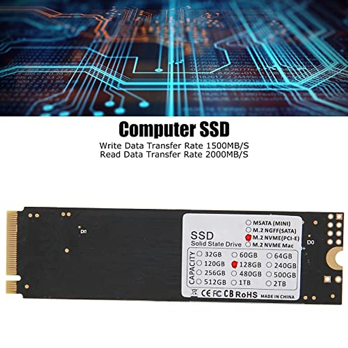 ASHATA M.2 NVMe 2280 SSD M.2 NVMe PCIe Internal Solid State Drive for Gaming and Heavy Graphics, High Speed Low Latency Gaming SSD for Computer(1TB)