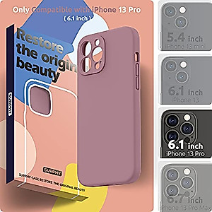 SURPHY Compatible with iPhone 13 Pro Case with Screen Protector, (Camera Protection + Soft Microfiber Lining) Liquid Silicone Phone Case 6.1 inch 2021, Lilac Purple