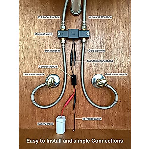 AutoTap AT400 Sink Pedal Faucet, Brushed Nickel, Instantaneous On/Off, Prevents Water Runoff, 8 Year Warranty