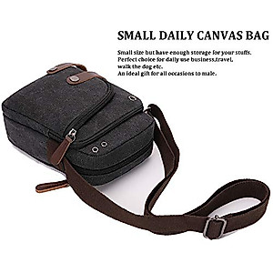 Small Canvas Crossbody bag Cell Phone Purse Handbag Crossbody Wallet Travel Shoulder Bag for Women (Black)