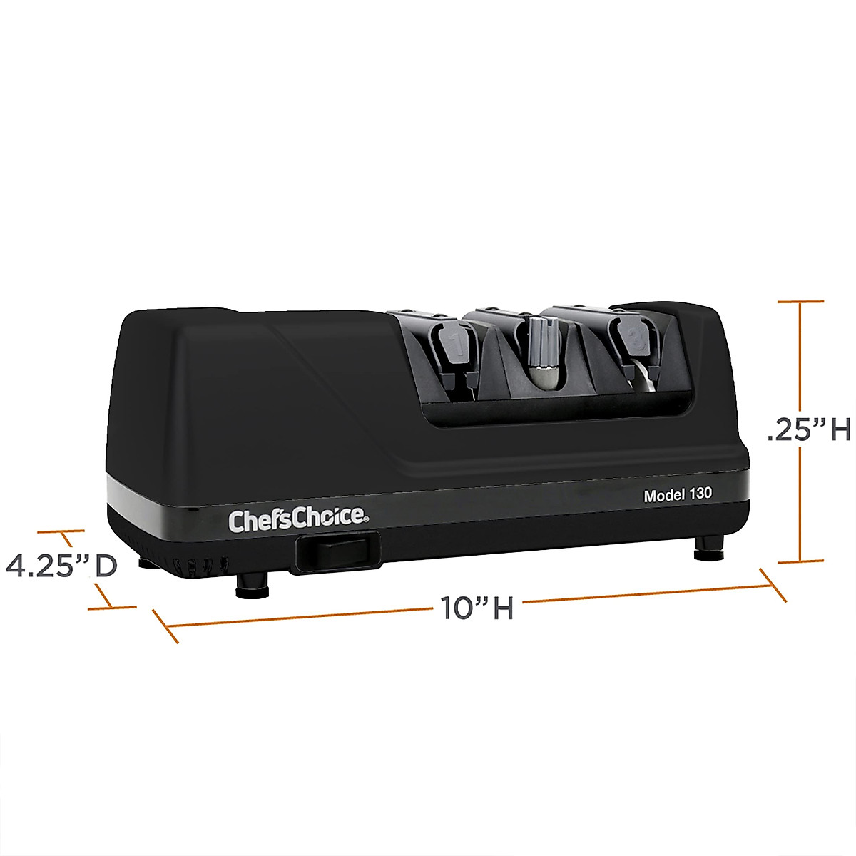 Chef’sChoice 130 Professional Electric Knife Sharpening Station for Straight and Serrated Knives and Uses Diamond Abrasives Made in USA, 3-Stage, Black