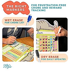 Willa Flare Fridge Chore Chart 1 pc | Magnetic Chore Chart For Kids and Adults | Helps to Reward Responsibility with Family Chores Charts | Includes Wet and Dry Erase Markers (Gray Cat)