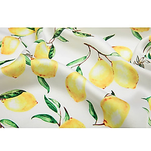 NaSoPerfect Silk Like Scarf Square Handkerchief Lemon Pattern Satin Ribbon Neck Scarfs for Women Yellow 21" x 21"