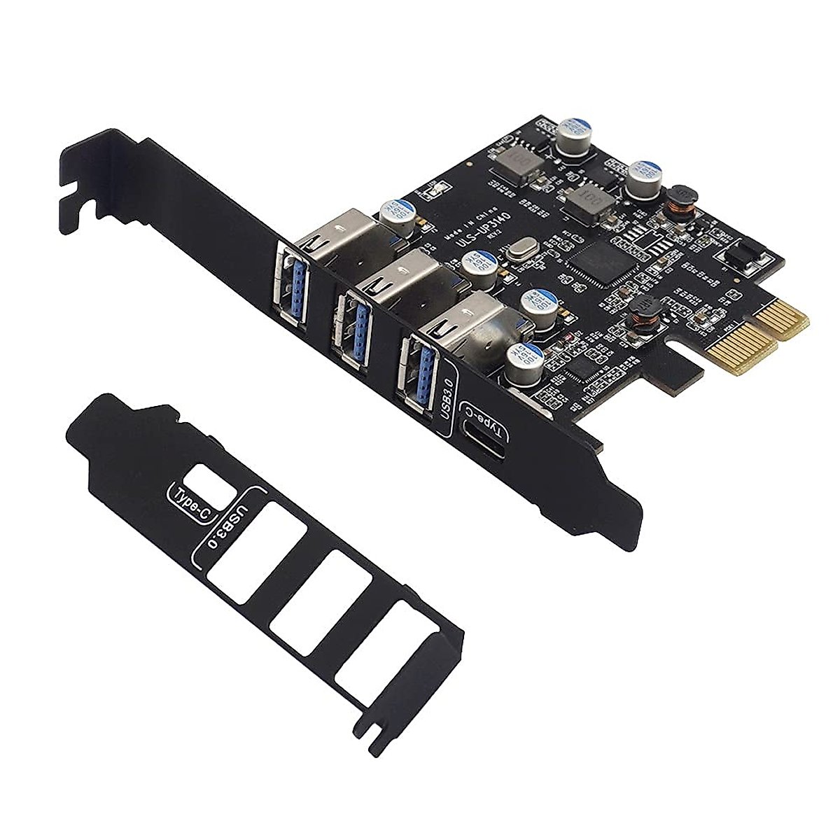 PCI-E to USB 3.0 4 Ports(1 X USB-C - 3 X USB-A) Expansion Card, PCI Express USB Add in Expansion Card, Internal USB3 Hub for Desktop PC Host Card Support Windows 10/8/7/XP and MAC OS 10.8.2 Above