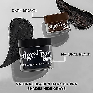 KISS COLORS & CARE Color Edge Fixer 1.01 oz. (30mL) Travel Size - Natural Black, Hides Grays & Fills In Hairline, Moisturizing, No Flakes, 24 Hour Maximum Hold, Natural Results, Keep Edges In Check