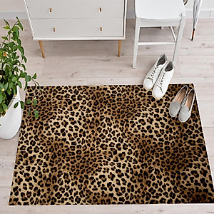 Leopard Print Home Office Rug 1.5x2.5ft/18x30in/45x75cm Soft Modern Indoor Shaggy Area Rug for Bedroom Livingroom Dorm Room - Luxurious and Plush Rug for Ultimate Comfort
