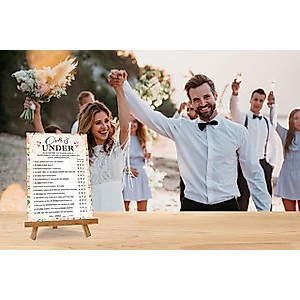 Foosproea Bridal Shower Games, Over Or Under Wedding Shower Game Card, Blush Pink Boho Floral Romantic Engagement/Bachelorette Party Ideas Activities Supplies Decorations(30 Cards) - A03