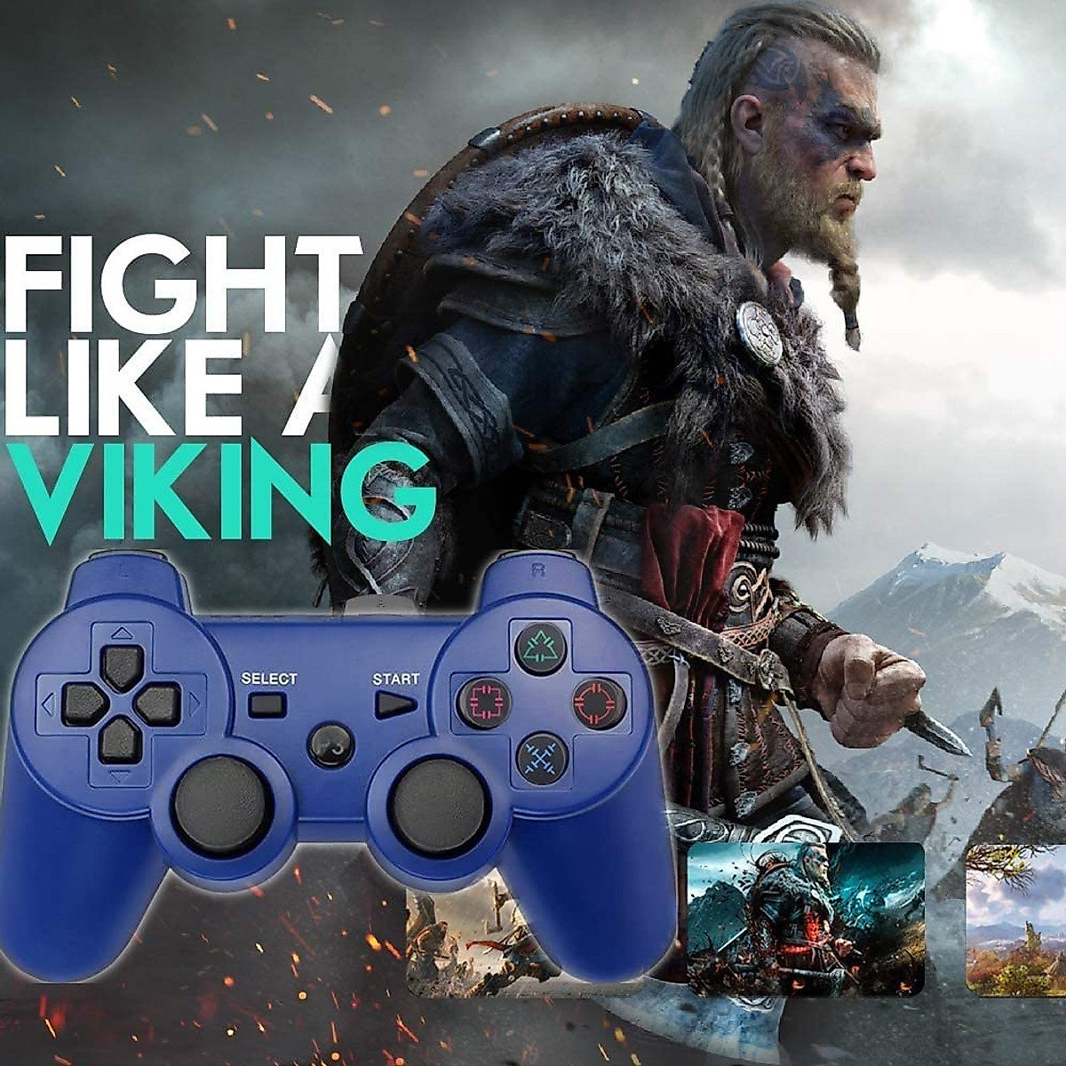 Rzzhgzq 2 Pack PS3 Wireless Controller Playstation 3 Controller Wireless Bluetooth Gamepad with USB Charger Cable for PS3 Console (BLUE+SILVER)
