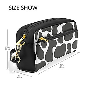 Sletend Milk Cow Print Large Capacity Pencil Case Portable Pencil Bag PU Leather Comestic Makeup Bag Organizer Make up Pouch with Handle for Boys Girls Adults Students