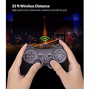 YCCTEAM Wireless Controller Compatible with PS3, Controller Replacement for PS3 with Upgraded High-Precision Joystick, Wireless Remote Gamepad with Charger Cable (Black)