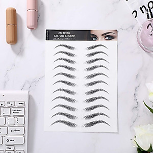 12 Sheets 108 Pairs Hair Like Waterproof Eyebrow Tattoos Stickers Temporary Eyebrow Tattoos Instant Transfer Brows Peel off Fake Eyebrow Sticker Authentic Eyebrow for Women and Girls(Classic Style)