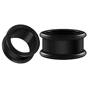 BIG GAUGES Pair of Silicone 3/4 inch Gauge 20mm Black Double Flared Piercing Jewelry Earring Stretcher Plug Tunnel Saddle Lobe BG1372
