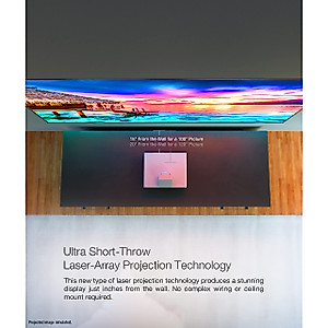 Epson 120” EpiqVision Ultra LS500 Laser Ultra Short Throw Projection TV (120-inch Screen Included), 4000 lumens, 4K PRO-UHD, HDR, Android TV, HDMI 2.0, Built-in Speakers, Sports & Streaming - White