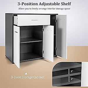 SEASD Buffet Sideboard Table Kitchen Floor Cabinets with Anti-Collapse Device