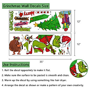 Yovkky Merry Christmas Wall Decals Stickers, Xmas Tree Sign Holiday Max Dog Decor, 2024 New Year Winter Green Red Farmhouse Home Kitchen Decorations Kids Boys Girls Bedroom Art Gift