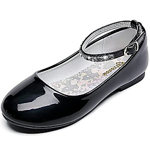 Parrosoo Girls Black Dress Shoes Flower Girl Shoes Little Girls Dress Shoes Kids Princess Toddler Girls Flats Wedding Party Birthday (8302Black 9)