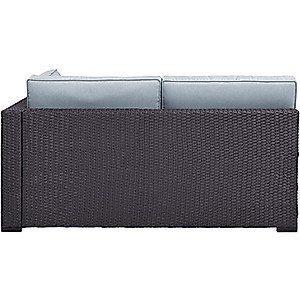 Crosley Furniture KO70129BR-MI Biscayne Outdoor Wicker Single-Arm Loveseat with Mist Cushions - Brown