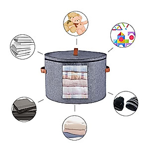 17x11 inch Hat Box for Women Men Storage Foldable Round Hat Box Organizer Case with Dustproof Lid for Travel Closet Toys Clothes (Grey), 17x11 inch(DxH)