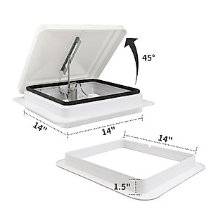 RVMATE 14" Roof Vent Fan for RV/Camper/Trailer, White With 12V Fan 6" Blades