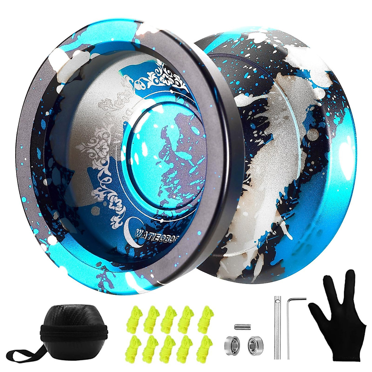 WATIEOBOO WA-01 Dual-Mode Metal Yo-Yo - Beginner Friendly Responsive System for Kids & Unresponsive Trick Yoyo for Adults, Competition-Ready with Gloves, Case & 10 Strings