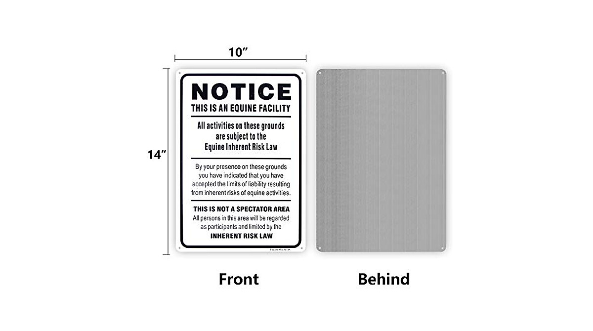 Enjoyist Equine Liability Sign - Reflective Aluminum