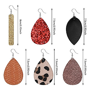 25 Pairs Faux Leather Earrings Teardrop Dangle Earrings Lightweight Leaf Earrings for Valentine's Day (Beautiful Style)