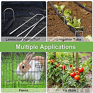 U&MEI Landscape Staples, 8" Heavy-Duty Garden Stakes Ground Landscape Pins,U-Shaped Galvanized Securing Weed Fabric Landscape Fabric Netting Ground Sheets and Camping Tent 50 Pack (8.0inch)