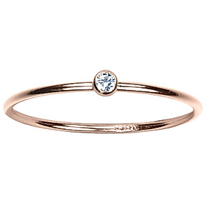 uGems 14K Rose Gold Filled 2mm White CZ Stacking Ring Size 8