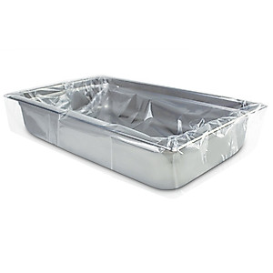 PanSaver Hotel Clear Sheet Pan Liners for Easy Clean Up - Disposable Buffet Pan Liners, Ovenable up to 400F (Half Pan - Deep - 34 x 12 IN)