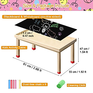Swity Home Sensory Table 31x21x16 Inch Kids Activity Table with Blackboard & Whiteboard Desktop, Wooden Kids Play Table Art Table Desk for Toddlers Ages 1-12 to Study, Drawing, Craft, Play Sand, Meals