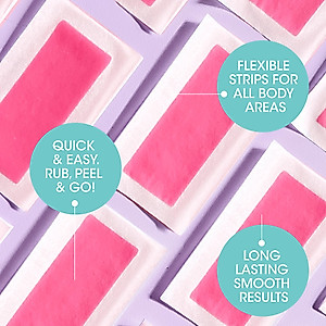 Nad’s Body Wax Strips for Sensitive Skin, Hair Removal for Sensitive Skin, Hypoallergenic, Includes 28 Waxing Strips & 2 Post Wax Calming Oil Wipes