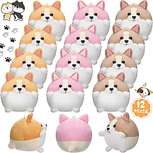 Skylety 12 Pcs 5" Mini Dogs Stuffed Bulk Animal Puppy Party Favor Cute Soft Plush Dog Toy Valentines Gift for Kids Classroom(Cute Style)