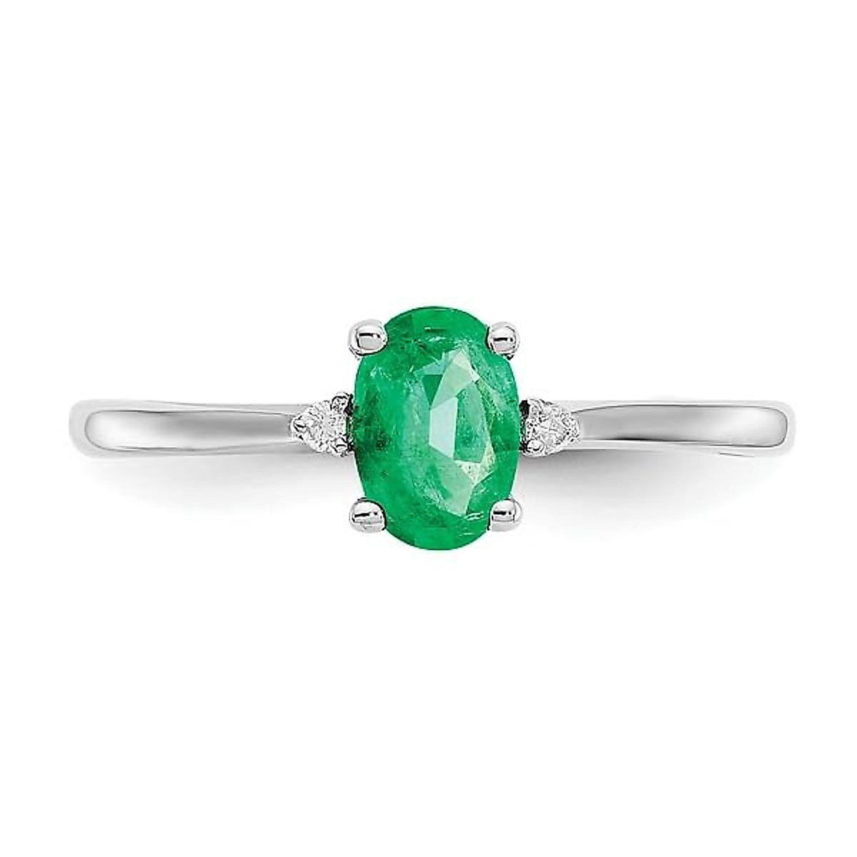 IceCarats 14K White Gold Diamond Green Emerald Ring Gemstone Band April May Birthstone Jewelry Size 6