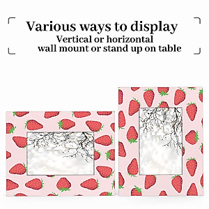 Pardick Red Strawberry 4x6 Picture Frame, Pink Wooden Photo Frames for Tabletop and Wall Display, Picture Frame Home Office Decor