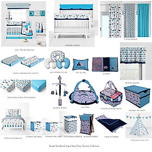 Bacati - 2 Pack Woodlands Bears Bison Owls Printed Boys 100% Cotton Universal Baby US Standard Crib or Toddler Bed Fitted Sheets (Aqua/Navy/Grey)