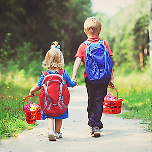 Zcaukya 6 Packs Easter Baskets, 7.1" x 7.9" x 4.3" Small Plastic Heart Shaped Basket with Handles, Heart Hollowed Baskets Holders for Romantic Party Wedding Part Decor