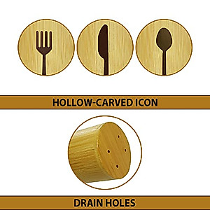 365Home Bamboo Silverware Organizer Countertop, Flatware Caddy, Bamboo Utensil Holder for Party, Kitchen Table, Farmhouse