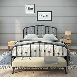 AMBEE21 Golden Gate Beds Washington Full Size Silver Iron Bed Frame with Headboard Footboard Wrought Iron Heavy Duty Metal Platform Foundation Farmhouse Victorian Style 800 lbs Capacity CastleBeds