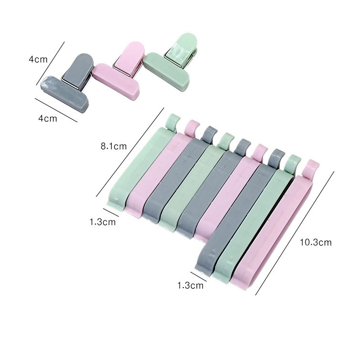 FENGZIZH Bag Clips for Food Storage, 12Pcs, Multicoloured, Reusable Plastic, Small, 2 Types & 3 Colors, Snacks, Coffee, Food & Sandwich