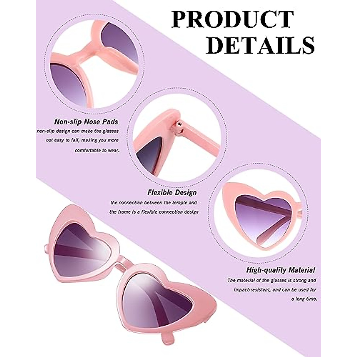 Xuhal 12 Pairs Valentines Day Heart Party Sunglass Bulk Bachelorette Glasses with DIY Letter Bead Pearl for Wedding Party(White, Pink)