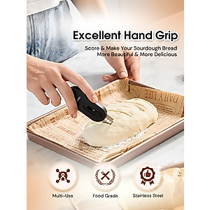 Bread Lame, Magnetic & Reusable Bread Lame Dough Scoring Tool, Bread Lame Blades Tool, Anti-Slip Handle with Long Retractable Razor, Sourdough Scoring tool for Bread Making, Bread Scoring Tool