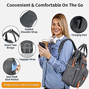 Omloon Diaper Bag Backpack, Large for Travel with USB Charging Port for Moms Dads,Waterproof for Unisex Baby (Dark Grey)