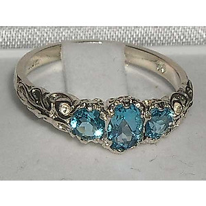 925 Sterling Silver Natural Blue Topaz Womens Promise Ring - Size 5.5