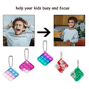 Random 50 pcs Color Mini Squeeze Pop Bubble Fidget Sensory Toys, Mini Keychain Wrap Small Relieve Anxiety Stress Toy, Pop Bulk Silicone Classroom Prize for Kids Adult Party Gift