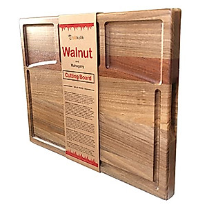 Bilikolik Large Walnut Wood Cutting Board for Kitchen (16x12x1.15) - Reversible Serving Tray - Walnut Cutting Board - Butcher Block - Meat, Vegetables, Fruits, Cheese